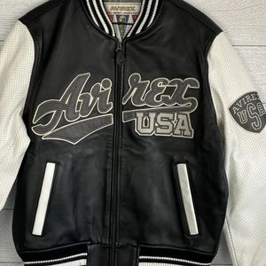 Avirex | Jackets & Coats | Avirex Black Leather Varsity Jacket Size S | Poshmark